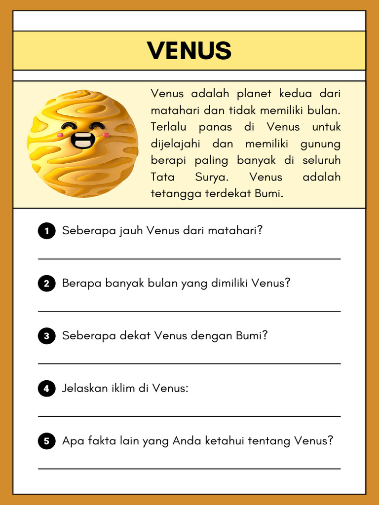 Planet Venus Comprehension Worksheet | PDF