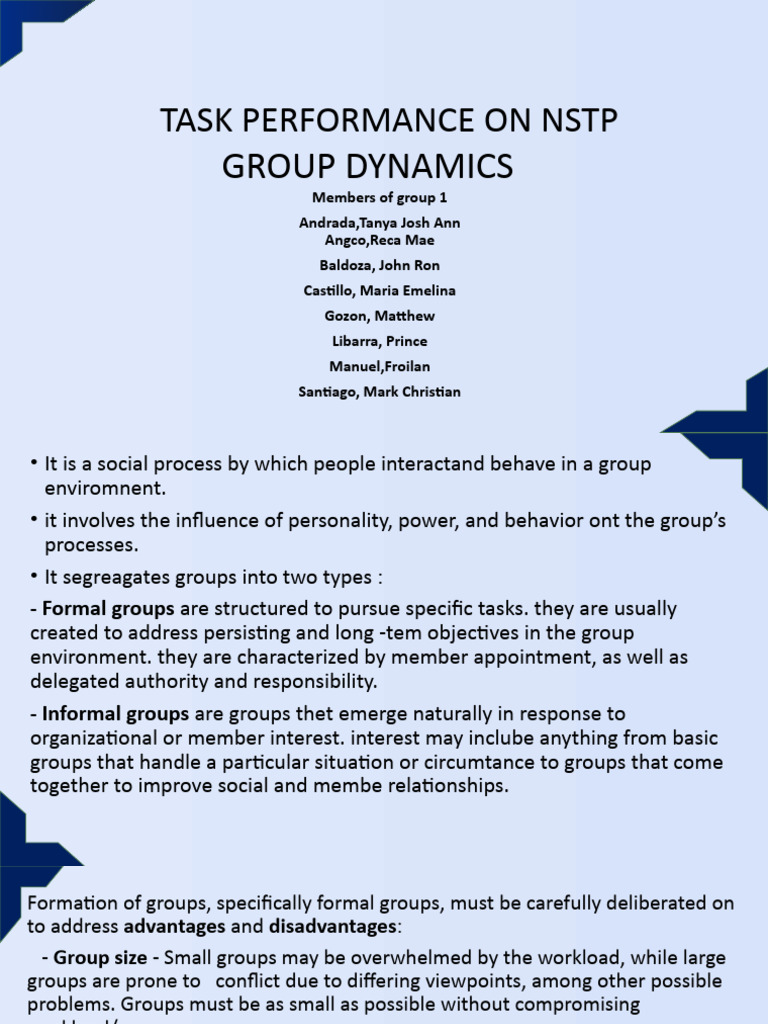 Task Performance On NSTP g1 3 | PDF | Psychological Concepts | Behavioural Sciences