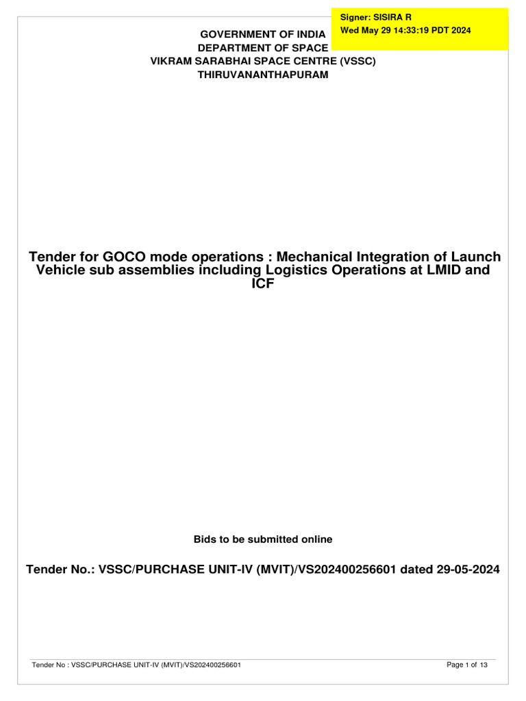 Tender Document VS202400256601 | PDF | Request For Proposal ...