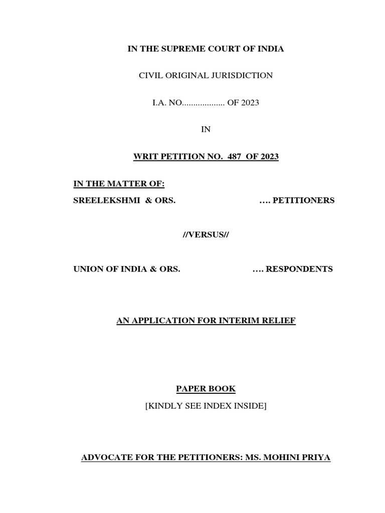 Interim Relief Application in Surrogacy Case | PDF | Surrogacy ...