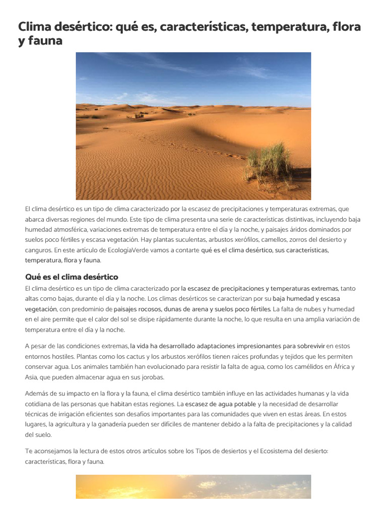Clima Desértico: Guía Completa | PDF | Desierto | Clima