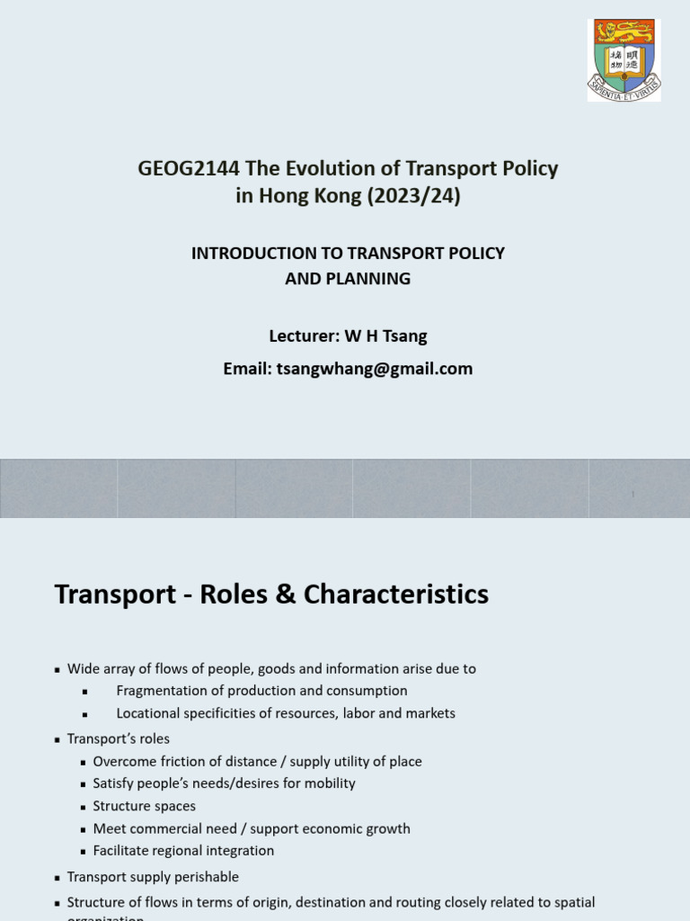 GEOG2144 L1 Introduction To Transport Planning and Policy (2023-24 ...