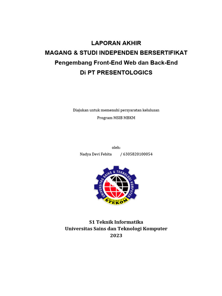 Laporan Akhir - Studi Independen - Nadya Devi Febita - 6305820100054 ... Laporan Akhir - Studi Independen - Nadya Devi Febita - 6305820100054 ...