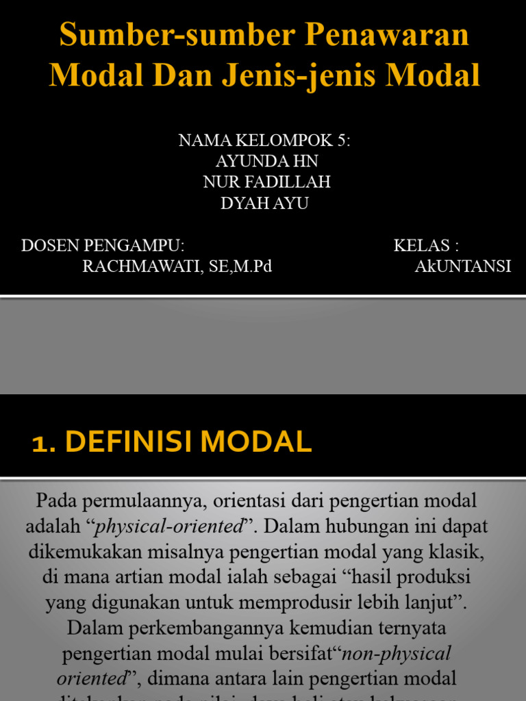 Kel.5 Sumber Penawaran Modal Dan Jenis-Jenis Modal | PDF