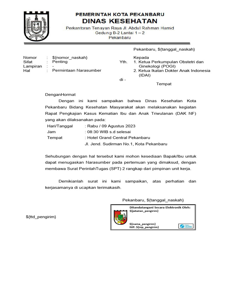 Surat Permintaan Narsum | PDF | Sains & Matematika