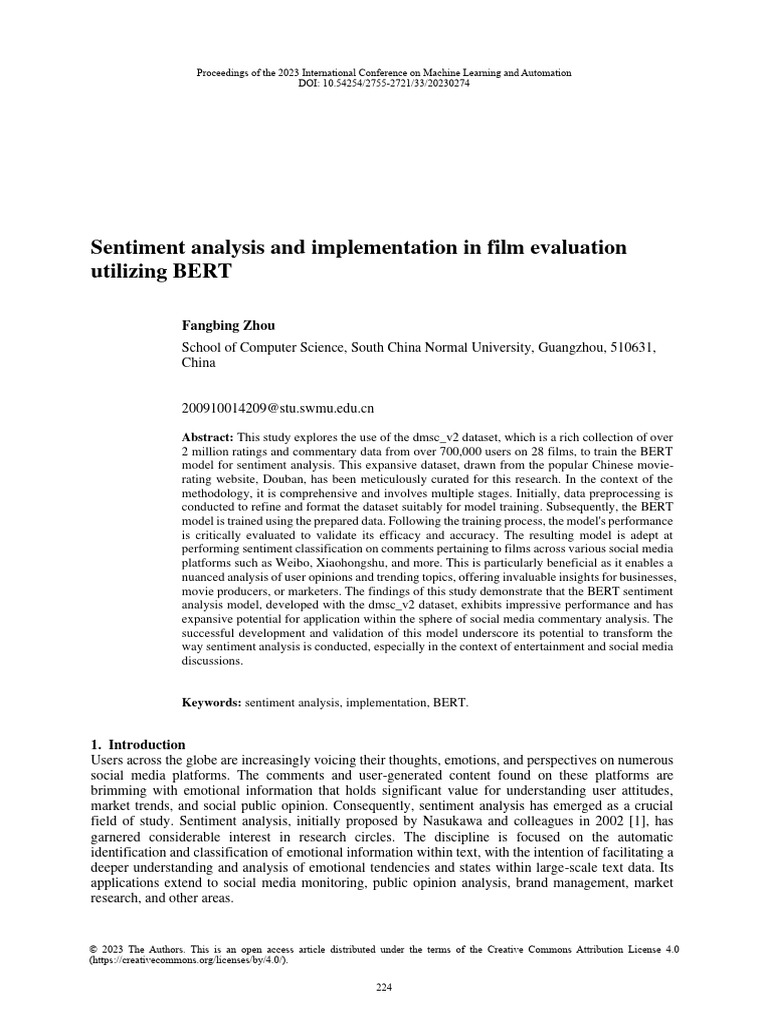 Sentiment Analysis and Implementation in Film Eval | PDF | Cognition | Learning