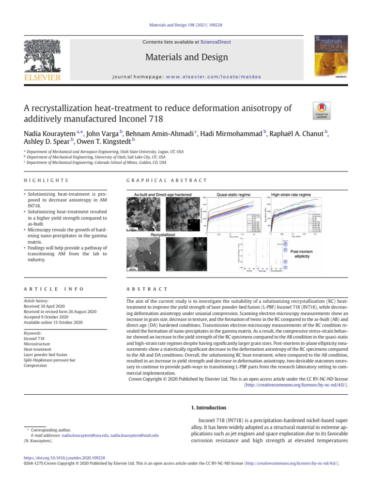 A Recrystallization Heat-Treatment To Reduce Deformation Anisotropy in ...