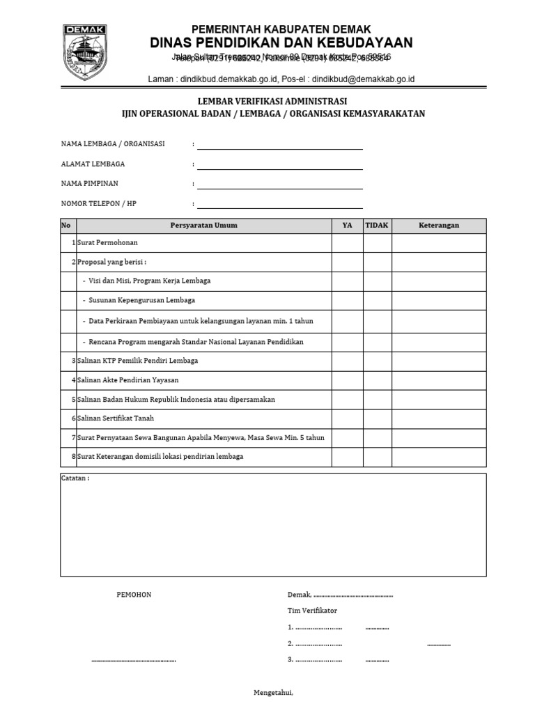 Cek List Ijin Operasional TBM | PDF