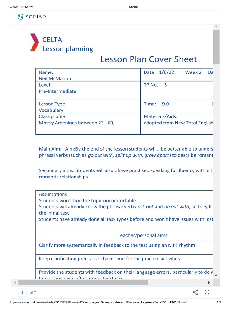 Test Teach Test Lesson Plan | PDF
