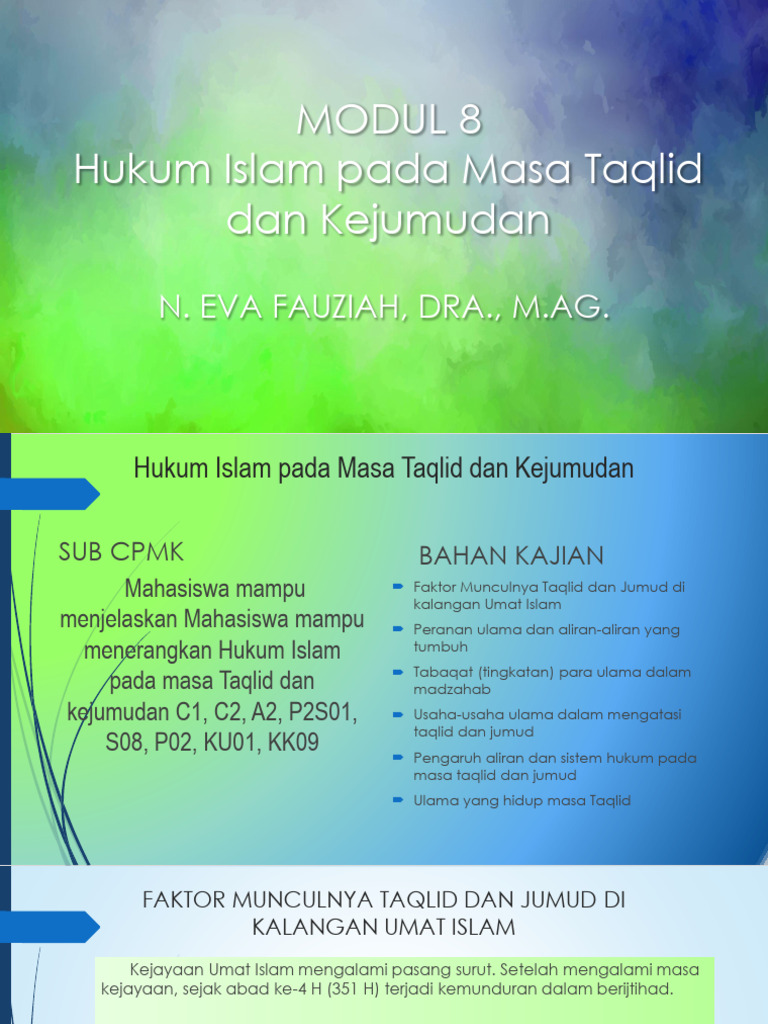 8 MODUL TT Masa Taqlid Dan Kejumudan | PDF