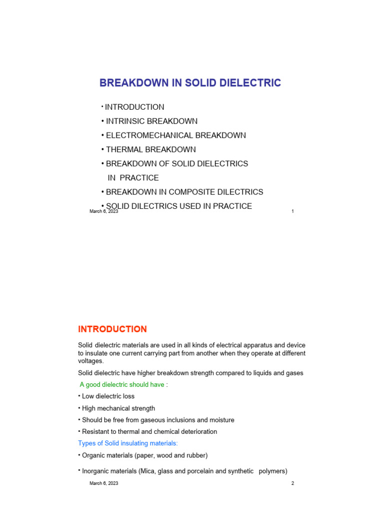 Chapter 2 Breakdown in Solid Dielektrik | PDF | Electrical Breakdown ...