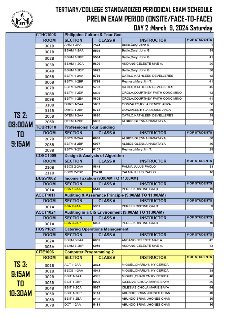 Day2 PREFINAL SPE SCHEDULE AY2324T2 | PDF