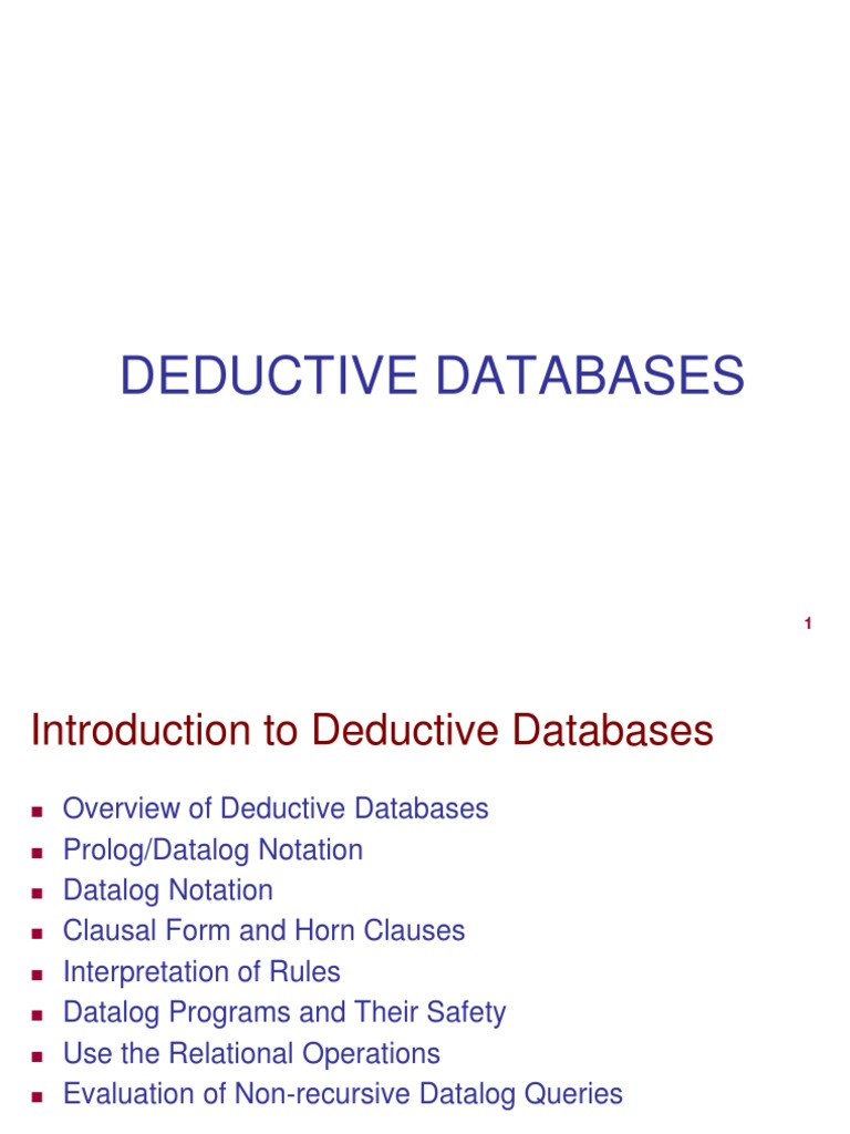 Deductive Databases Pdf First Order Logic Interpretation Logic