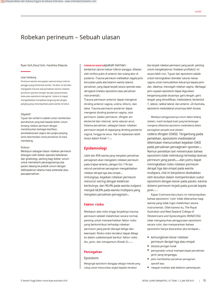 Ulasan Robekan Perineum pada Persalinan | PDF
