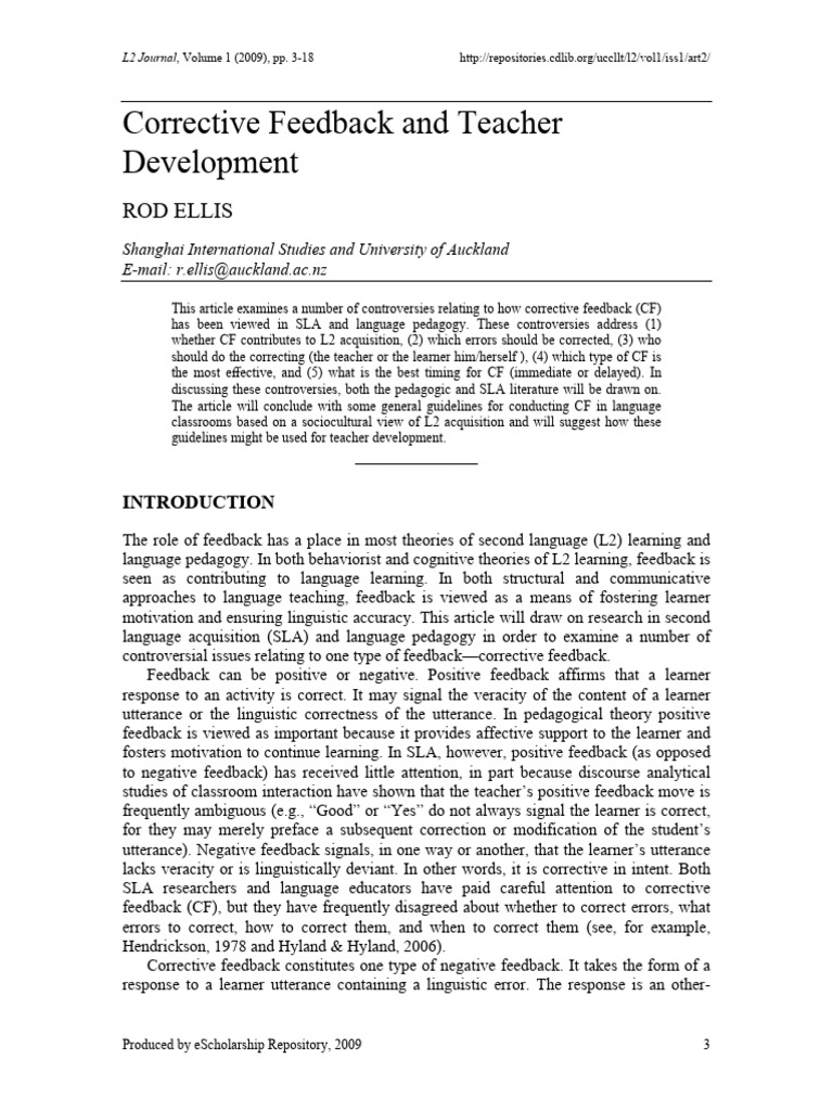 Corrective Feedback in Language Teaching | PDF | Second Language ...