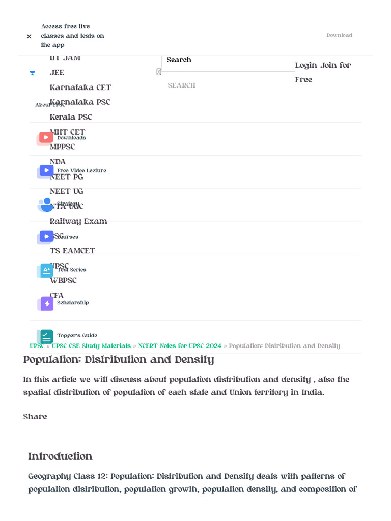 Geography Class 12 - Population - Distribution and Density - UPSC Note ...