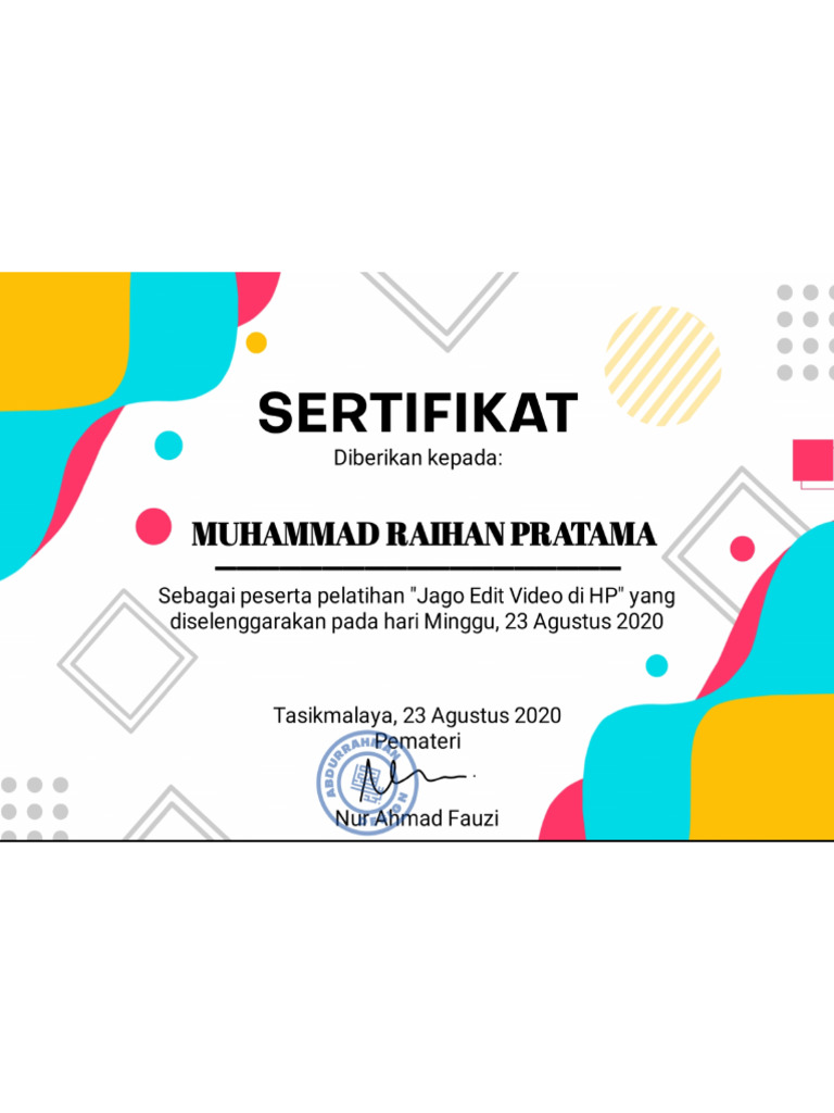 SERTIFIKAT EDITING Contoh | PDF