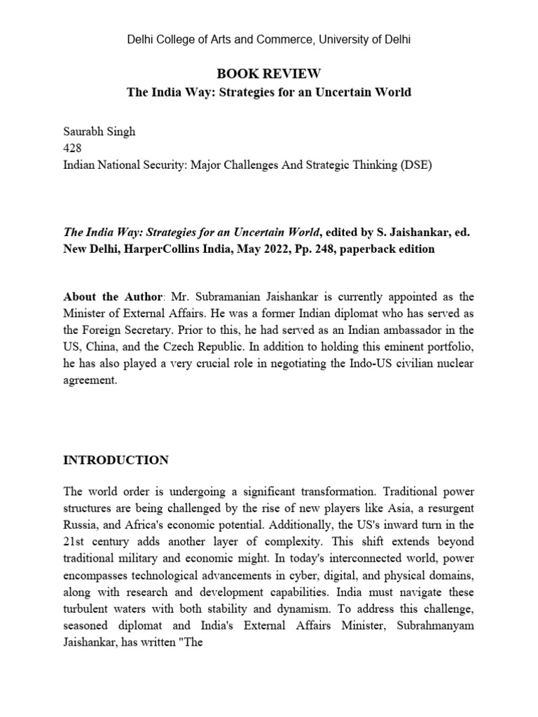 Book Review - Saurabh (428) - The India Way | PDF