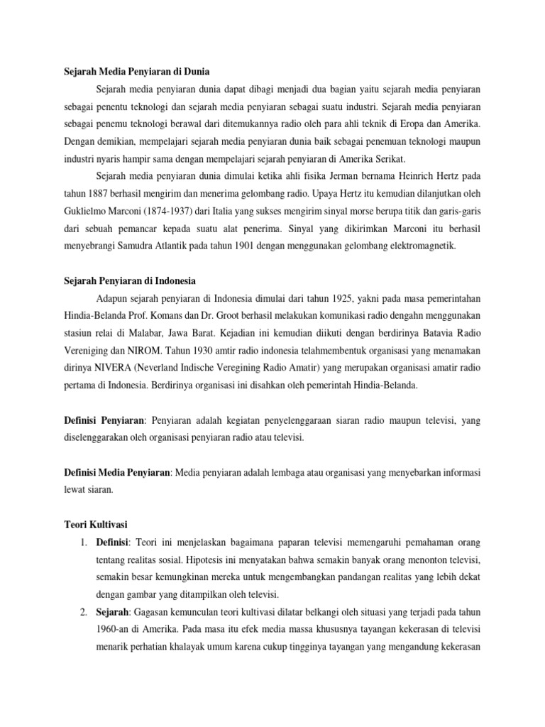 Sejarah Media Penyiaran Global | PDF