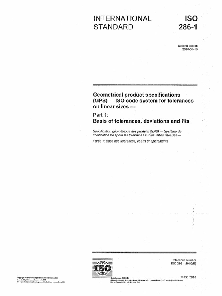 ISO 286-1 - 2010 (E) and Corrigendum 1 | PDF
