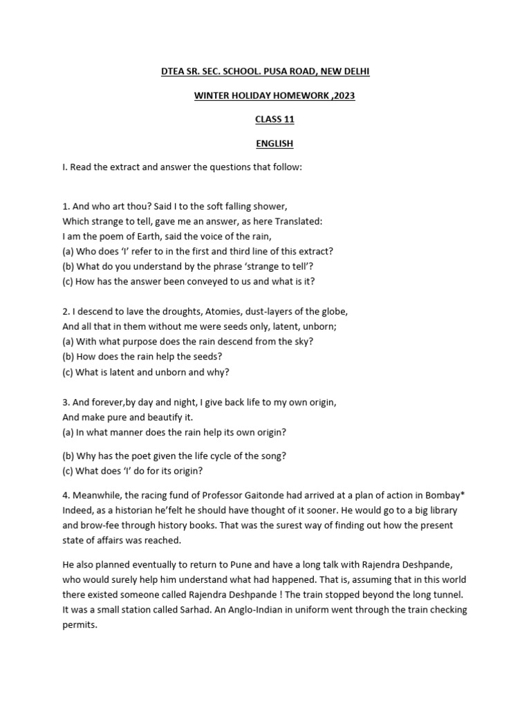 Class 11 Winter Homework 2023 Guide | PDF | Demand | Depreciation