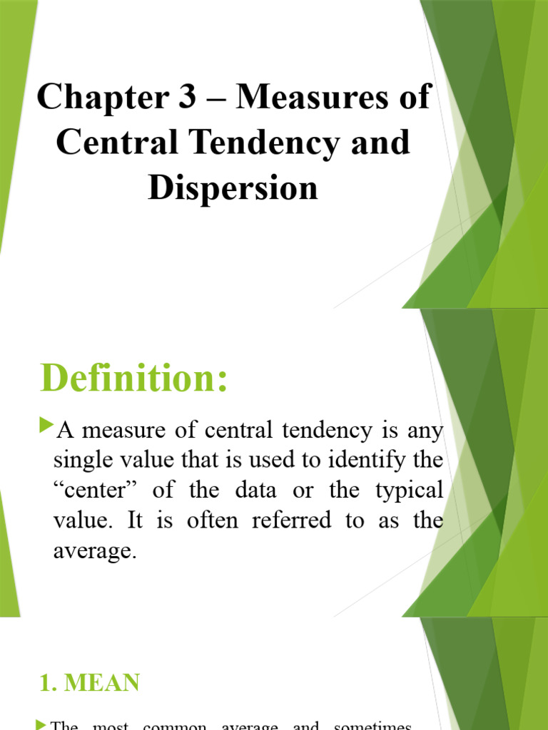 Chapter 3 - Measures of Central Tendency and Dispersion | PDF | Mode ...