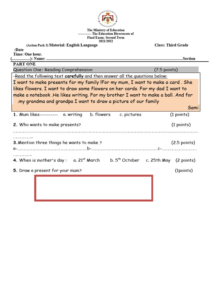 Question One: Reading Comprehension (7.5 Points) - Read The Following Text Carefully and Then ...