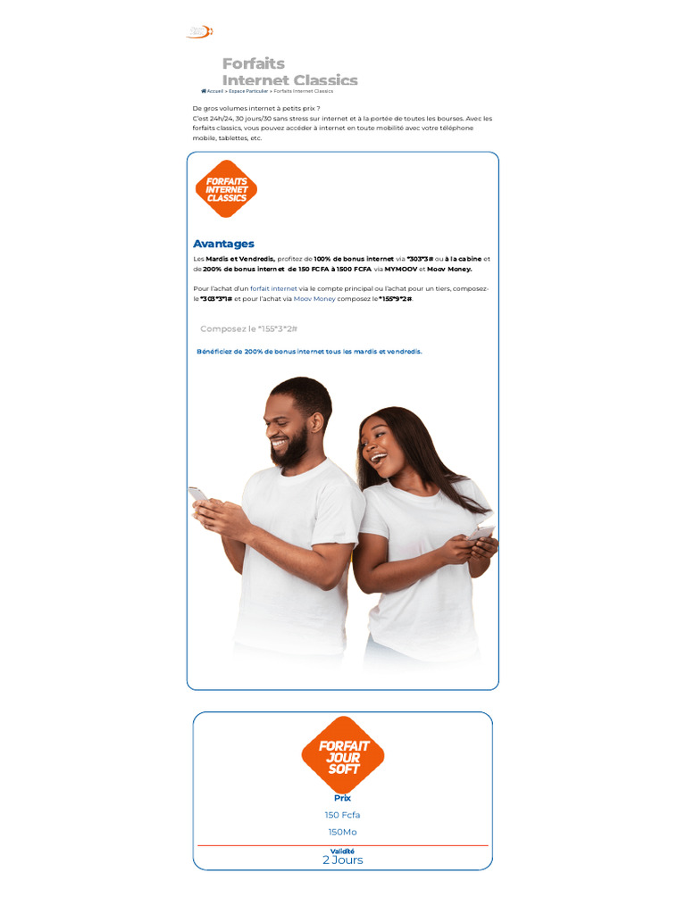 Nos Forfaits Internet Classics - Moov Africa Côte D'ivoire | PDF