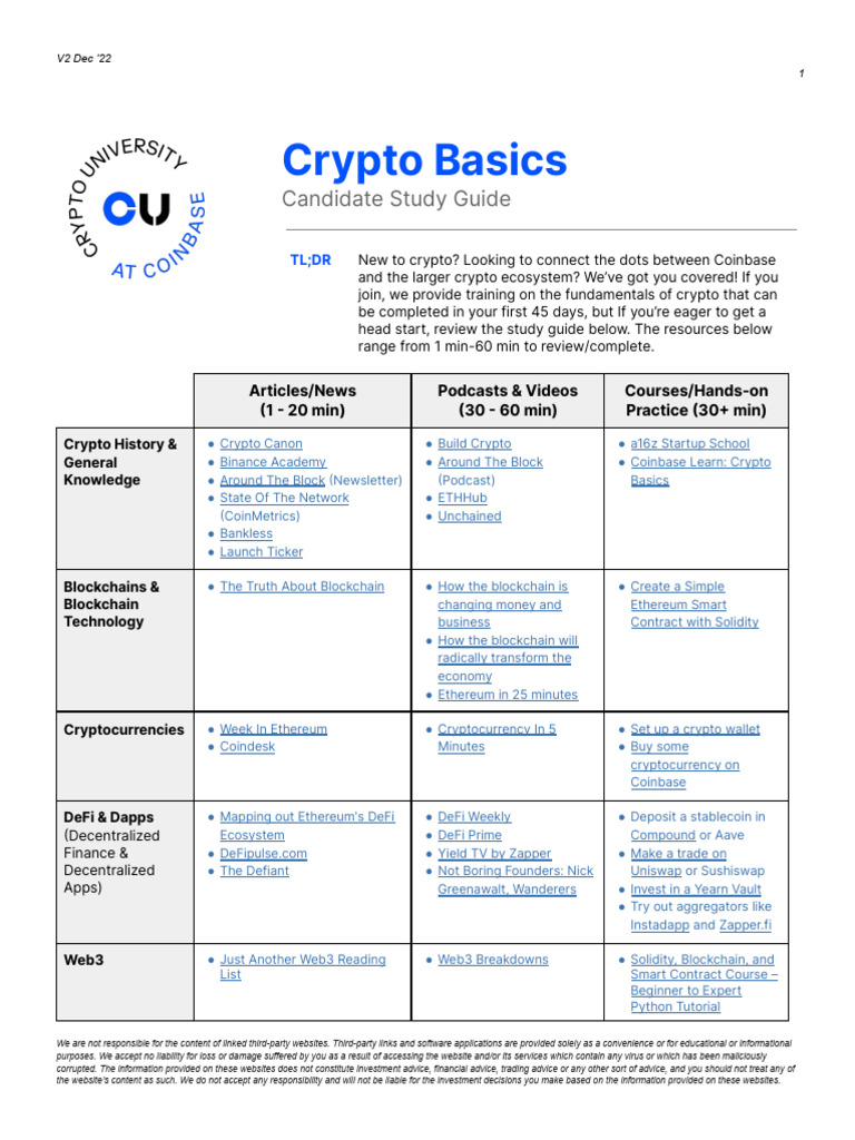 Crypto Basics Study Guide for Beginners | PDF | Cryptocurrency ...