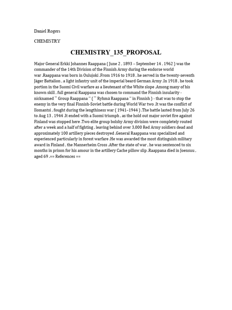 Chemistry 135 Proposal | PDF