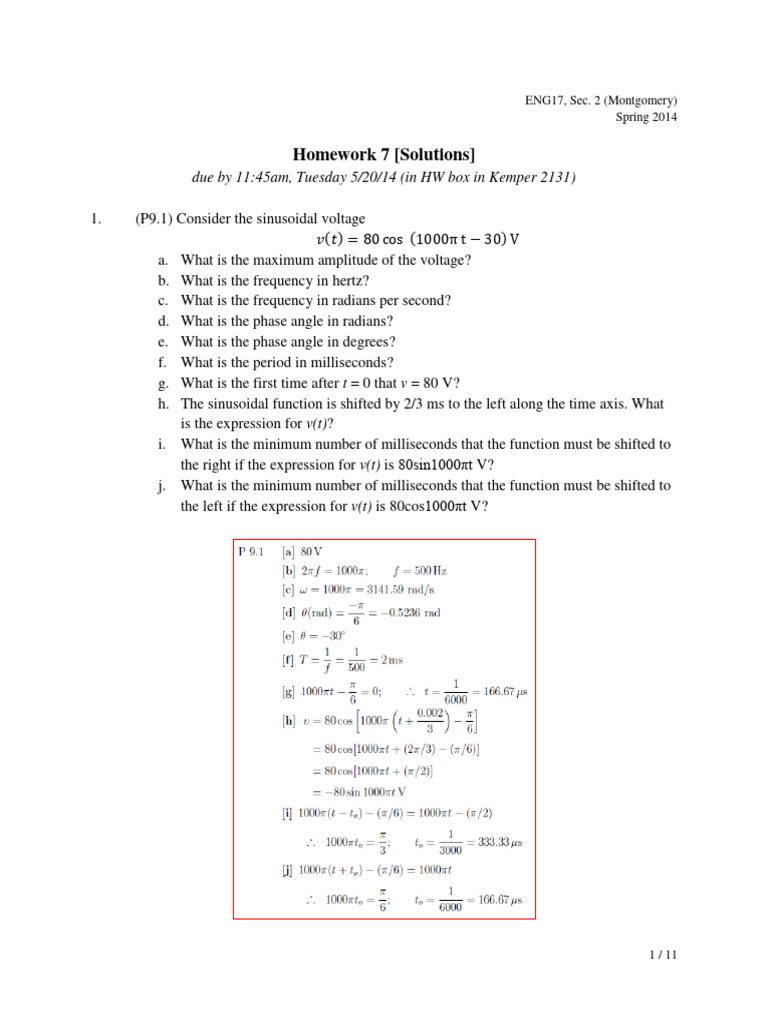 ENG17 - SQ14 - Homework 7 - Solutions | PDF | Capacitor | Electrical ...