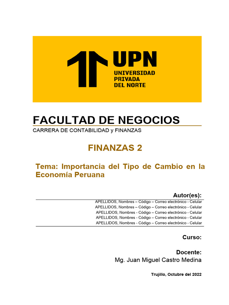 Informe Final - Finanzas 2 | PDF | Tipo de cambio | Moneda