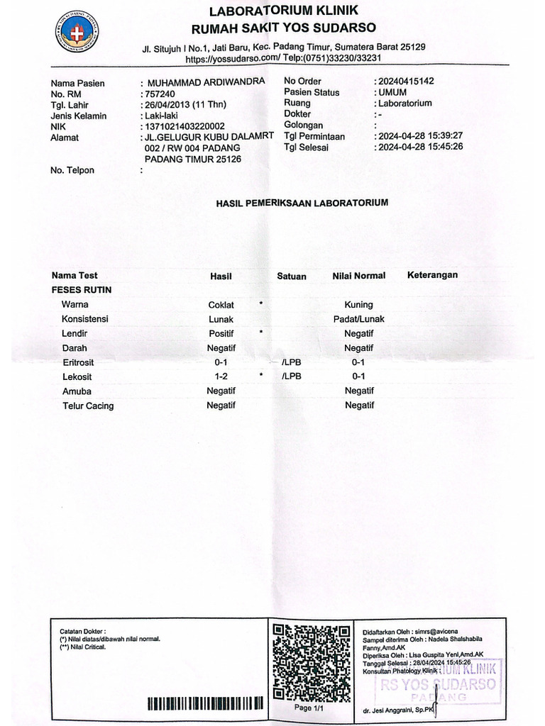 Lab Feses Rutin | PDF