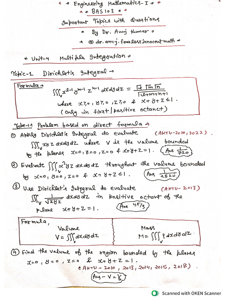 Unit-4 BAS103 Imp. Question by Dr. Anuj Kumar | PDF