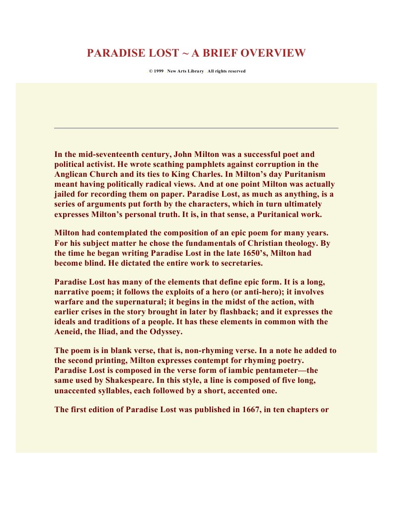 Paradise Lost | PDF | Paradise Lost | Adam And Eve