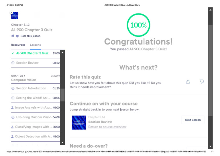You Passed AI-900 Chapter 3 Quiz | PDF