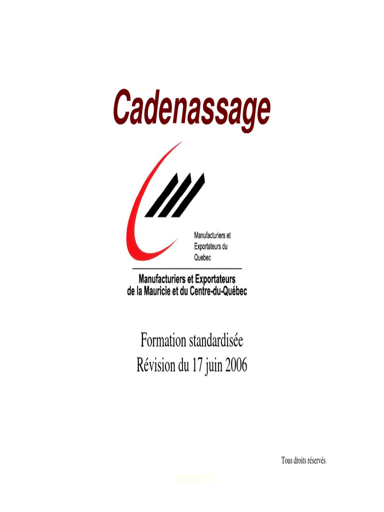 Formation sur le Cadenassage Sécuritaire | PDF | Moteur à vapeur ...