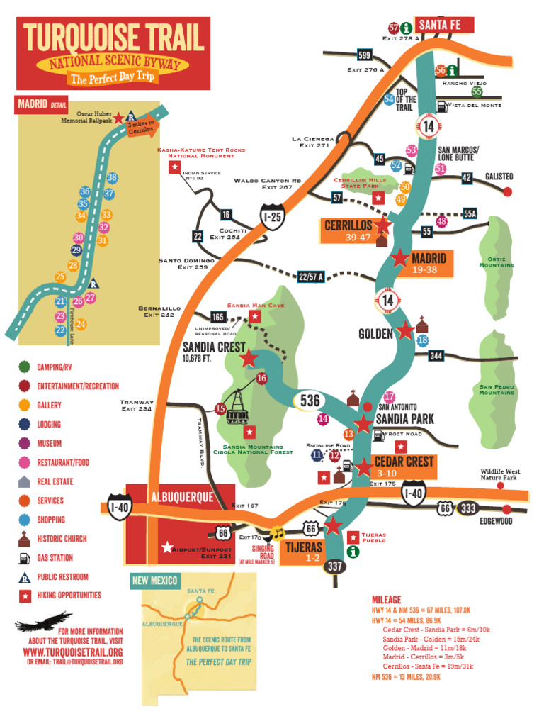 Turquoise Trail Map | Download Free PDF | Adventure Travel