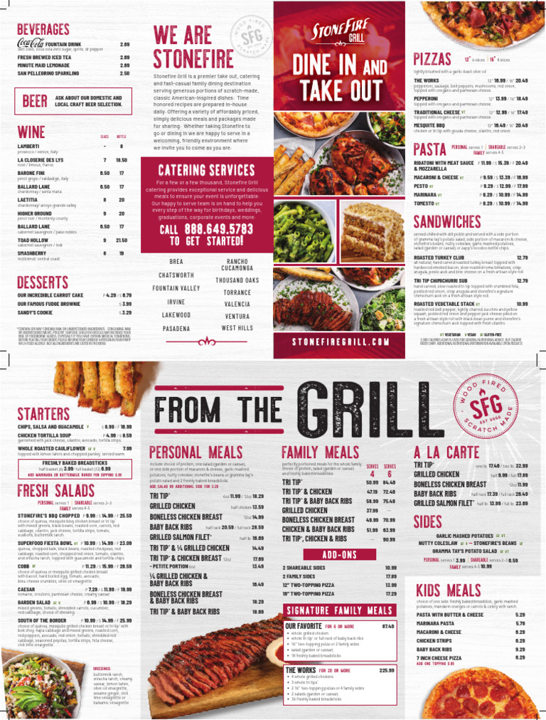 Stonefire Grill Menu and Nutrition Guide | PDF | Vinaigrette | Western ...