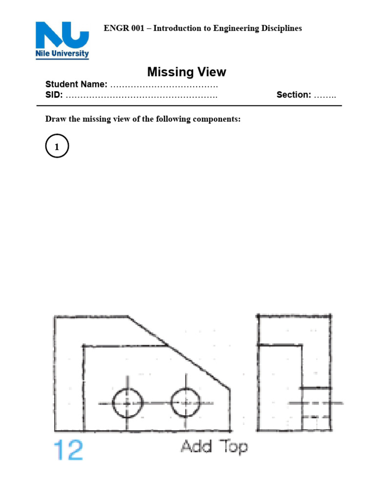 Missing View Drawing Assignment 10th Grade | PDF | Technology & Engineering