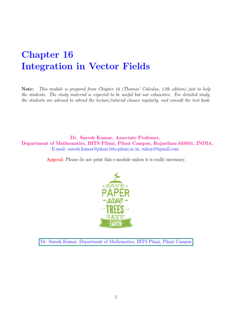 Calculus: Vector Field Integration | PDF | Divergence | Force