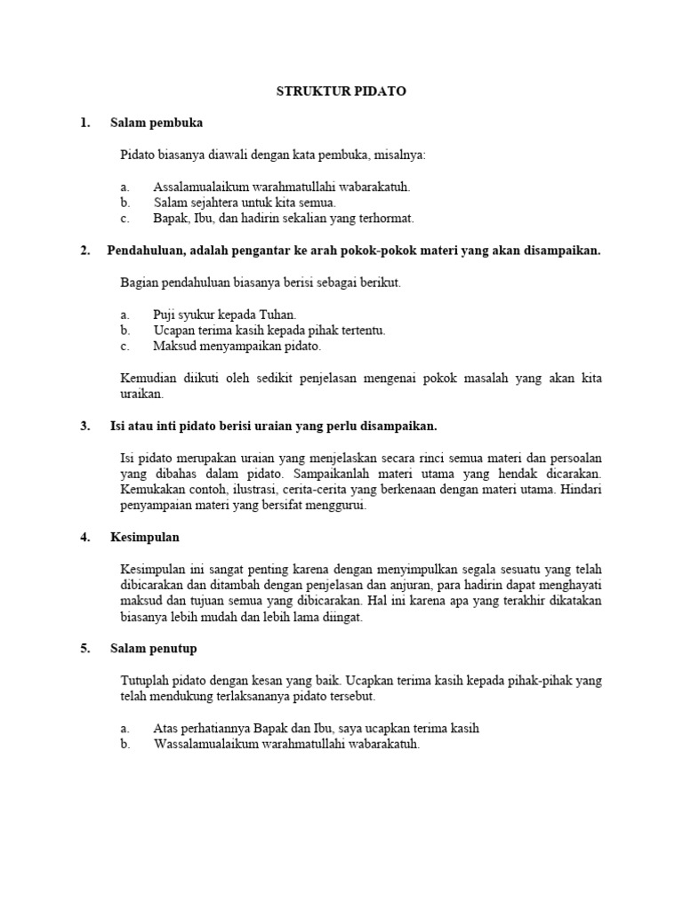Struktur dan Bagian Pidato Efektif | PDF