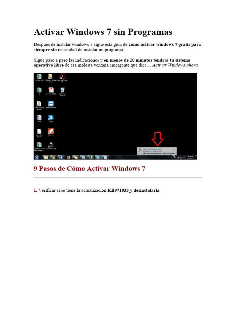 Activar Windows 7 Sin Programas | Descargar gratis PDF | Windows 7 | Microsoft Windows