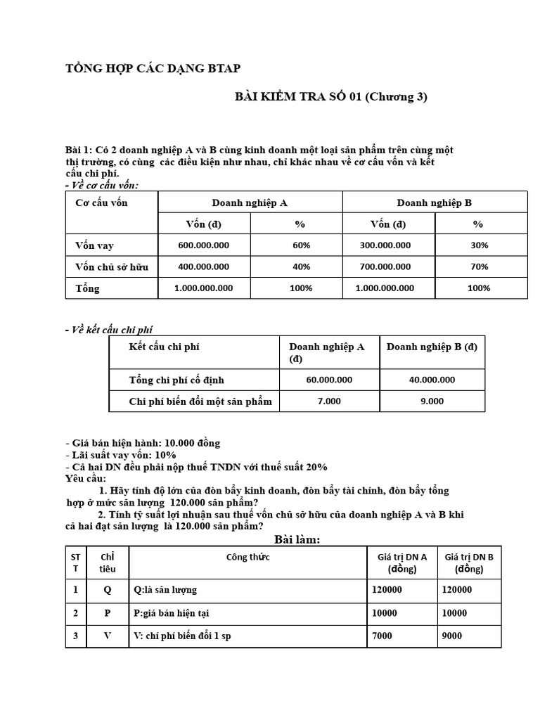 bài tập QTTC 1 | PDF