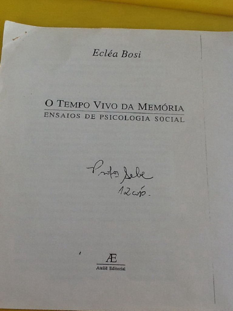 A Substancia Social Da Memoria - Eclea Bosi | PDF