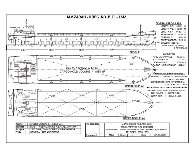 GA Plan - Barge | PDF | Freight Transport | Watercraft