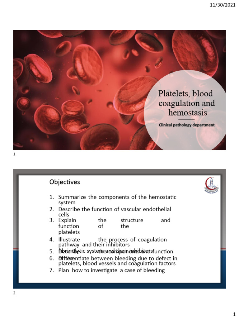 Hemostasis Platelets and Coagulation Factors | PDF | Coagulation | Platelet