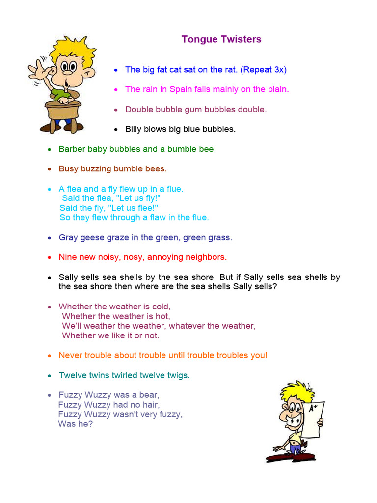 Tongue Twisters | PDF | Language Arts & Discipline | Young Adult