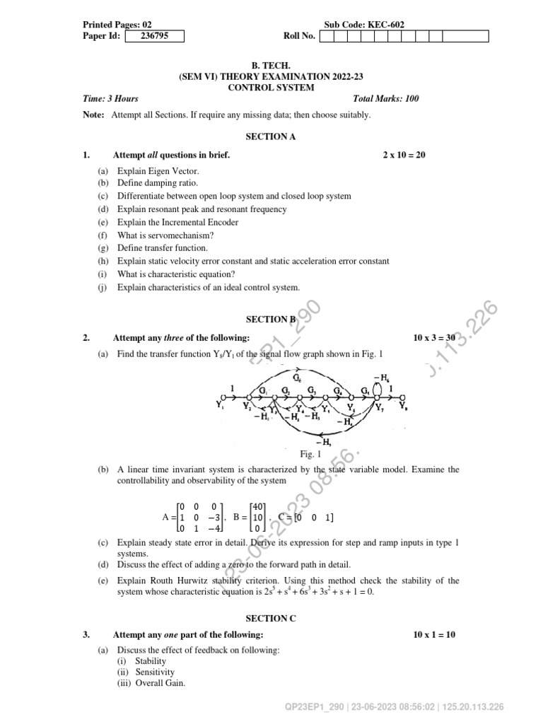 Control System Kec 602 | Download Free PDF | Mechanics | Electrical Engineering