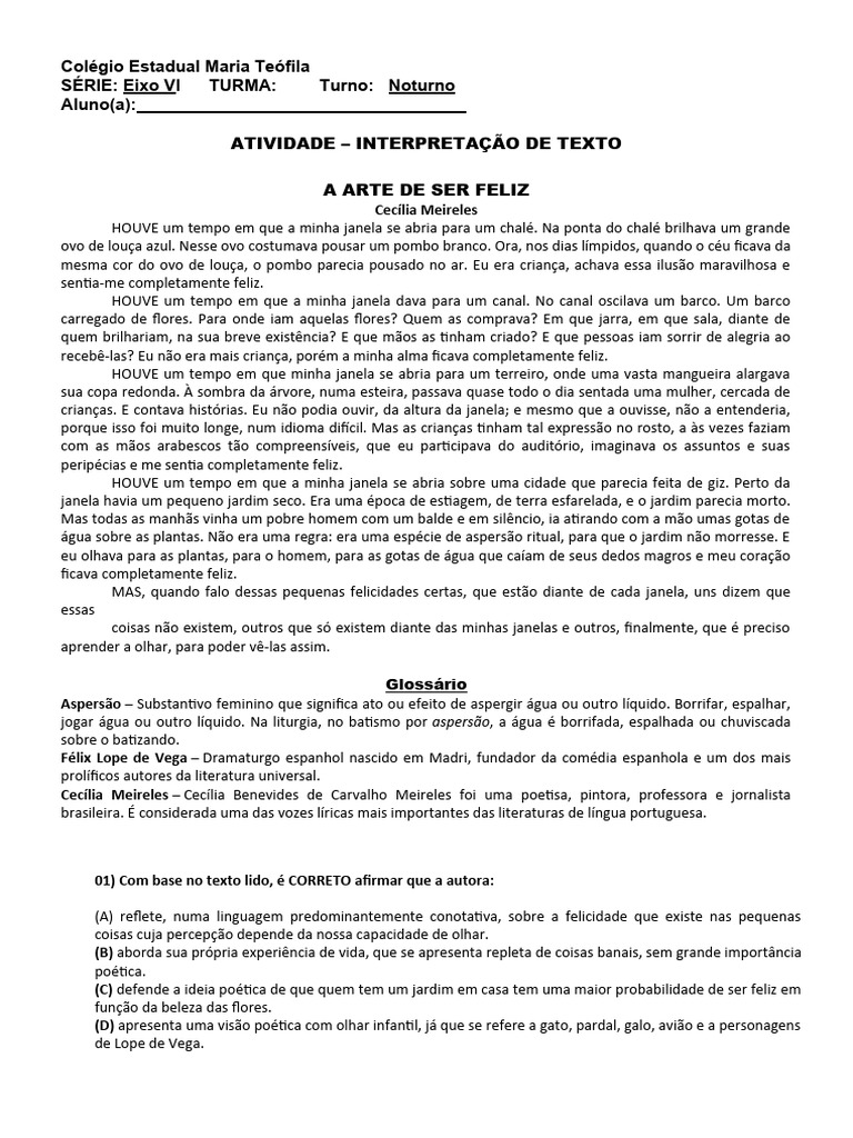 Atividade Diagnóstica - Eja Vi - Língua Portuguesa | PDF | Palavra | Aprendizado